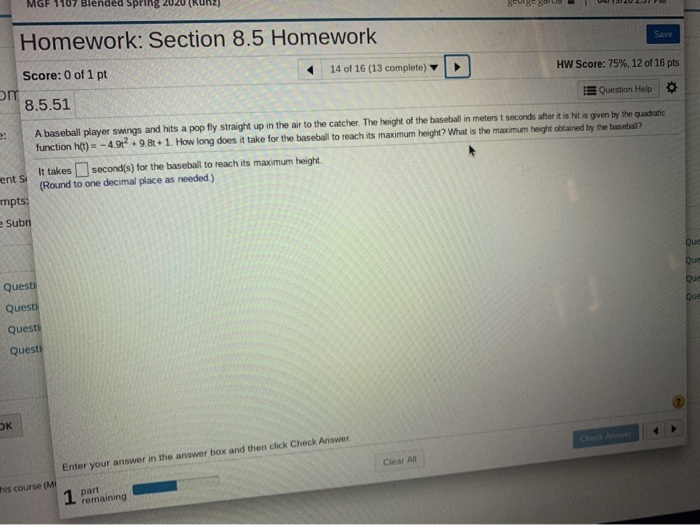 Solved MGF 1107 Blended Spring 2020 (Run2) george Ballo | Chegg.com