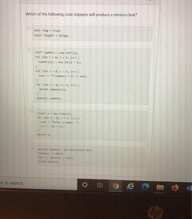 Solved Which of the following code snippets will produce a | Chegg.com