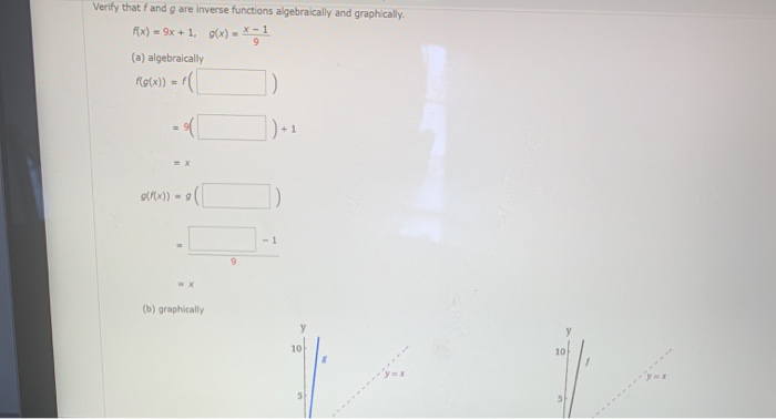 Solved Verify that fand g are inverse functions | Chegg.com