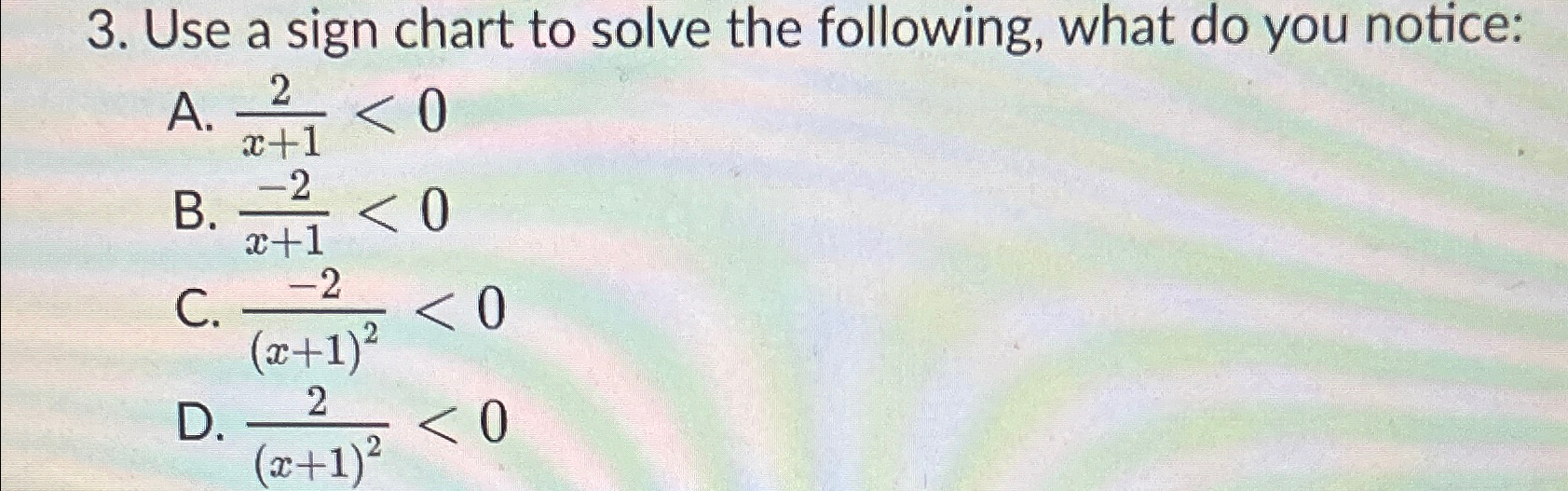 Solved Use a sign chart to solve the following, what do you | Chegg.com