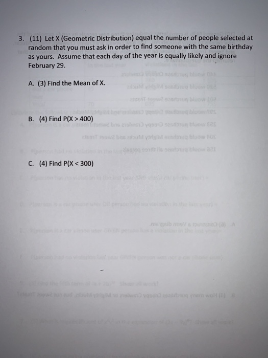 Solved 3. (11) Let X (Geometric Distribution) equal the | Chegg.com