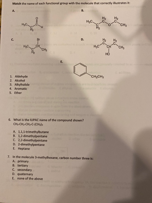 Solved Match the name of each functional group with the | Chegg.com