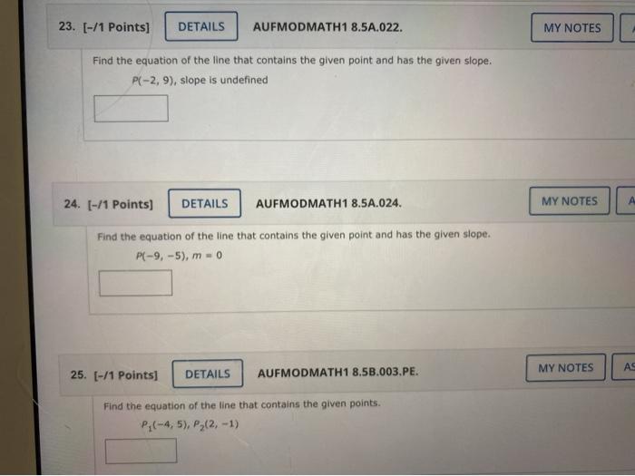 Solved 23. [-/1 Points] DETAILS AUFMODMATH1 8.5A.022. MY | Chegg.com