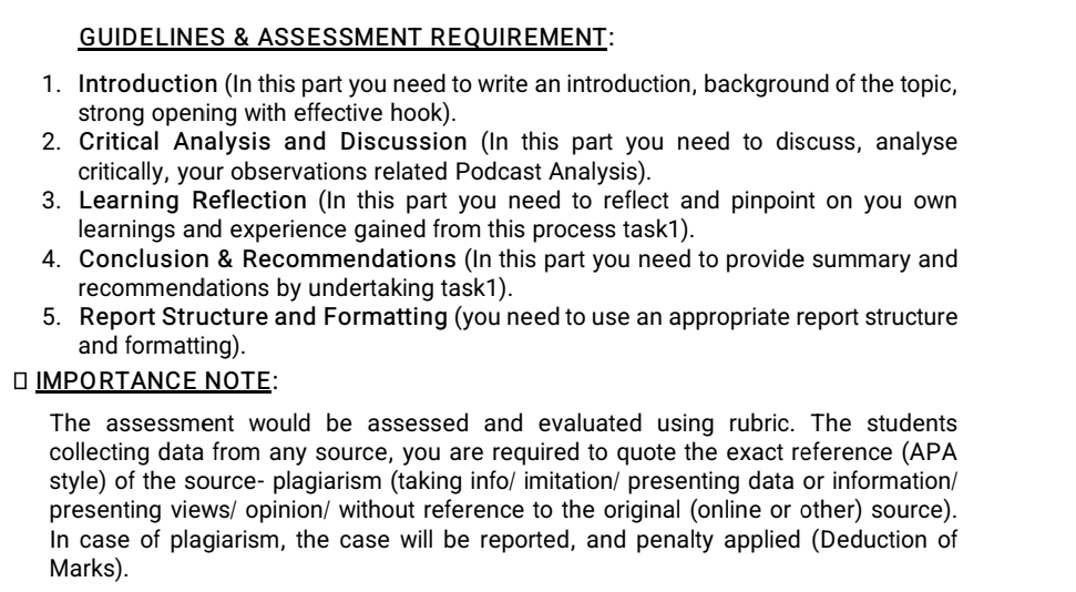 Solved GUIDELINES & ASSESSMENT REQUIREMENT:Introduction (In | Chegg.com