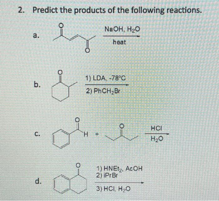 Solved Predict the products of the following reactions. a. | Chegg.com