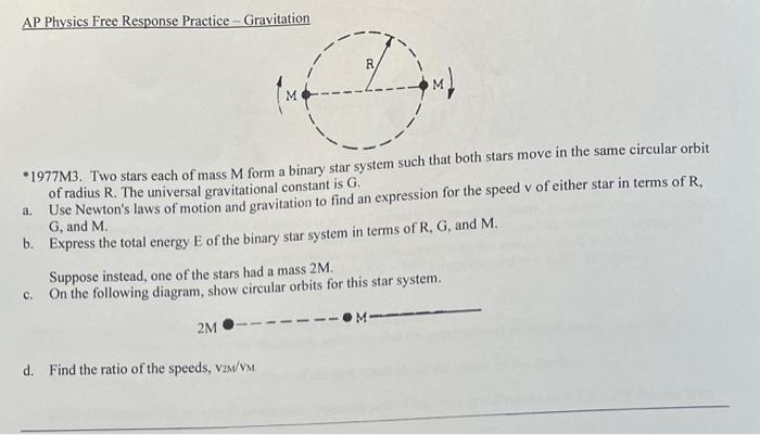 Solved AP Physics Free Response Practice - Gravitation | Chegg.com