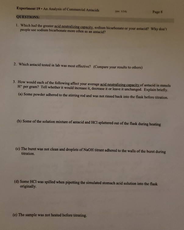 Solved Lab 19: An Analysis of Commercial Antacids Data and | Chegg.com