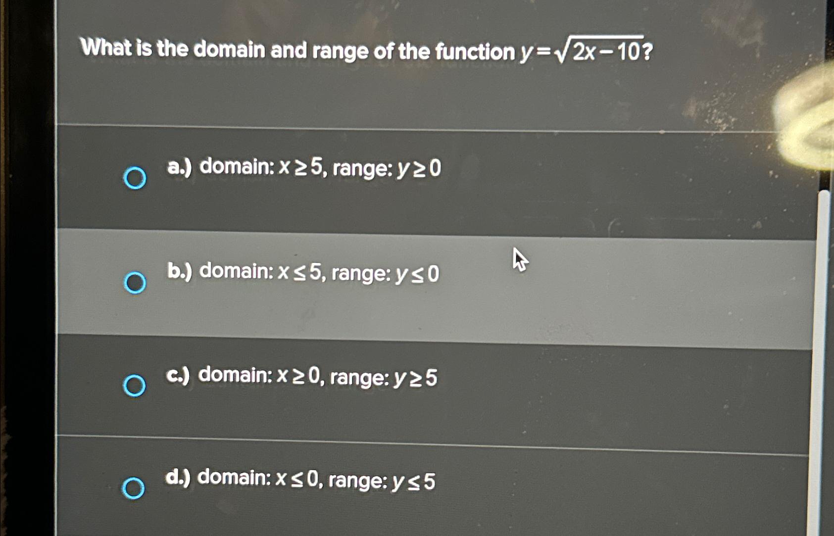 Solved What is the domain and range of the function | Chegg.com