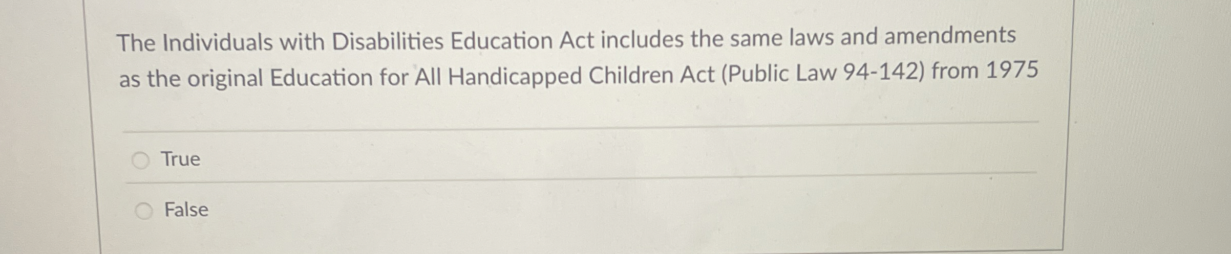 Solved The Individuals with Disabilities Education Act | Chegg.com