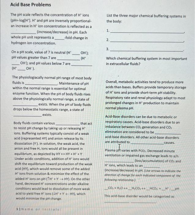 Solved Acid Base Problems | Chegg.com