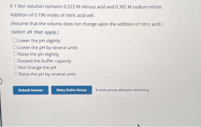 Solved A 1 liter solution contains 0.522M nitrous acid and | Chegg.com