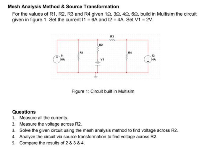 Solved Solve the circuit, once using mesh analysis and once | Chegg.com