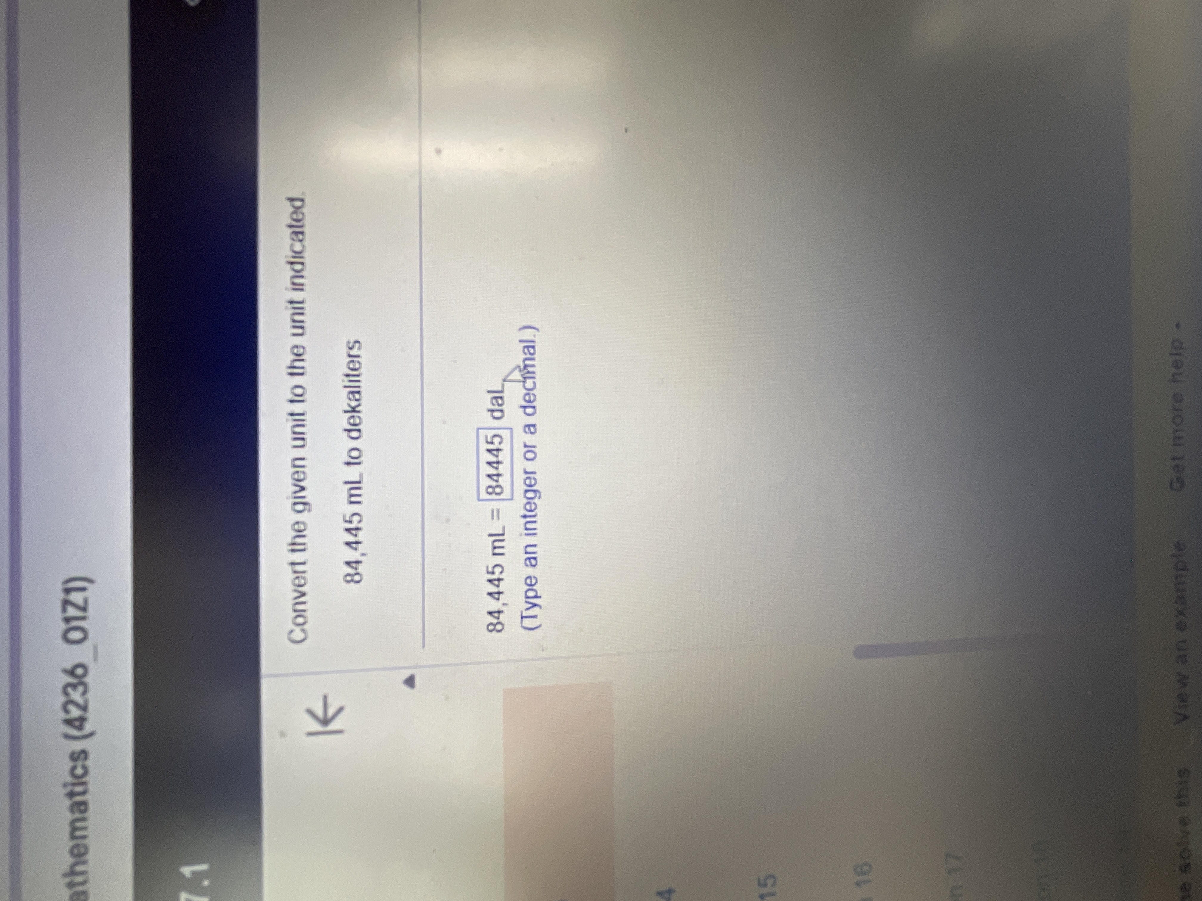 Solved Convert the given unit to the unit indicated84,445mL | Chegg.com