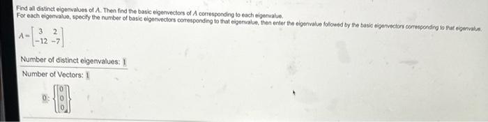 Solved Find all distinct eigenvalues of A. Then find the | Chegg.com