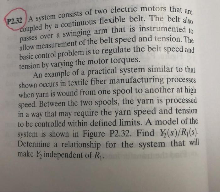 P2.32 A system consists of two electric motors that | Chegg.com