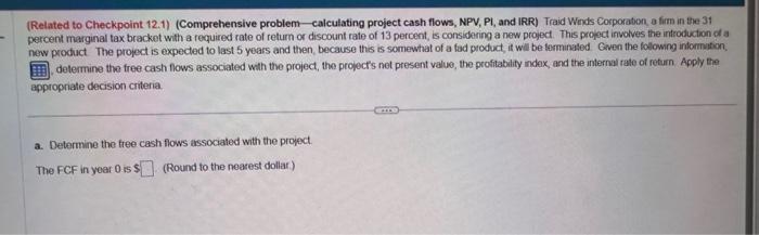 Solved (Related to Checkpoint 12.1) (Comprehensive problem - | Chegg.com