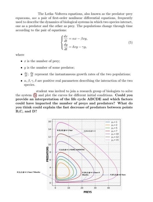 Solved The Lotka-Volterra equations, also known as the | Chegg.com