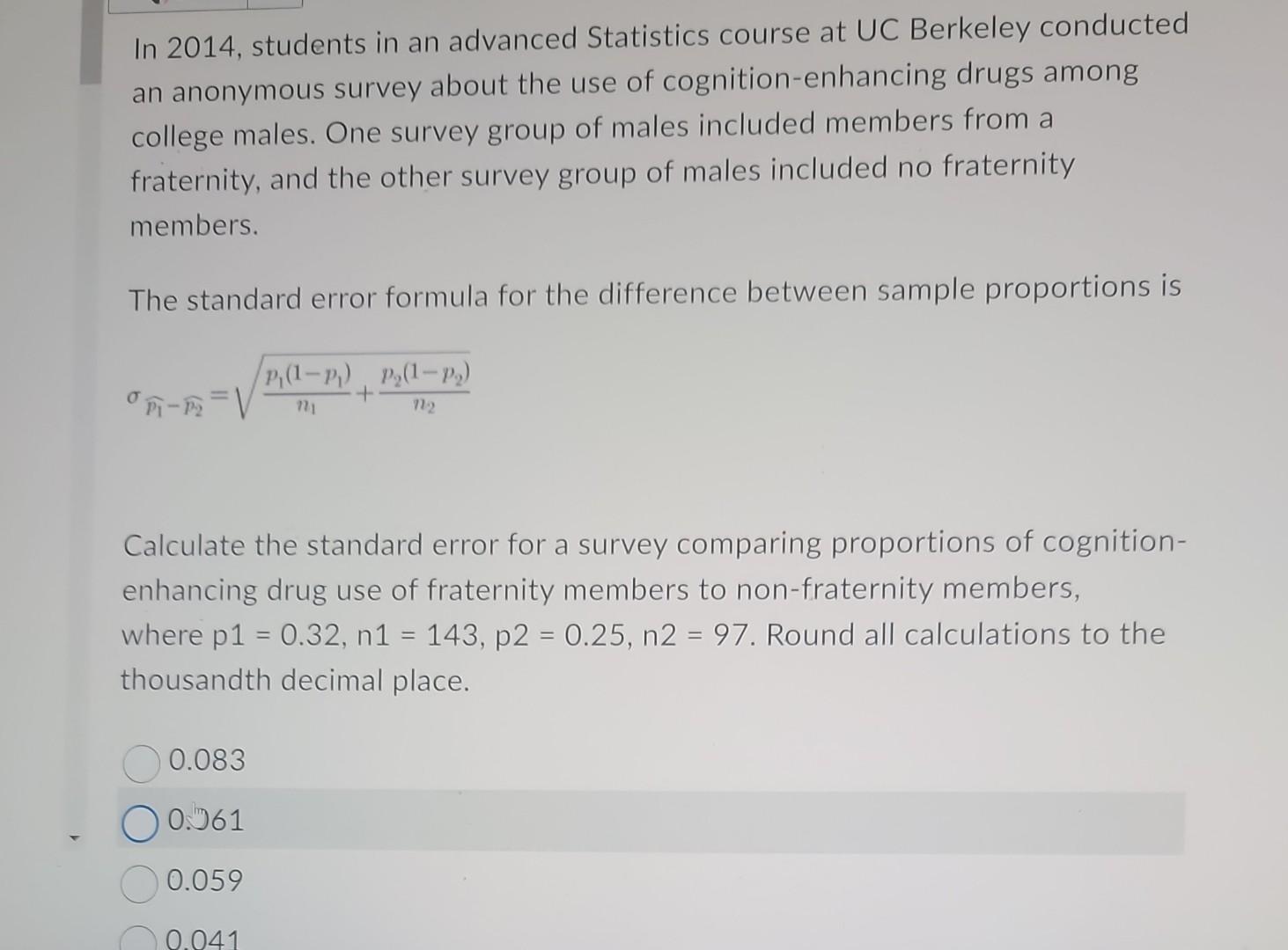 Solved In 2014, students in an advanced Statistics course at | Chegg.com