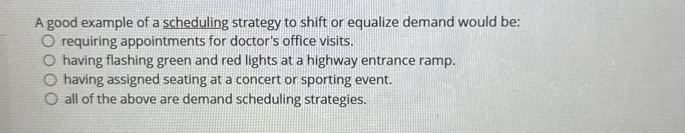 Solved A good example of a scheduling strategy to shift or | Chegg.com