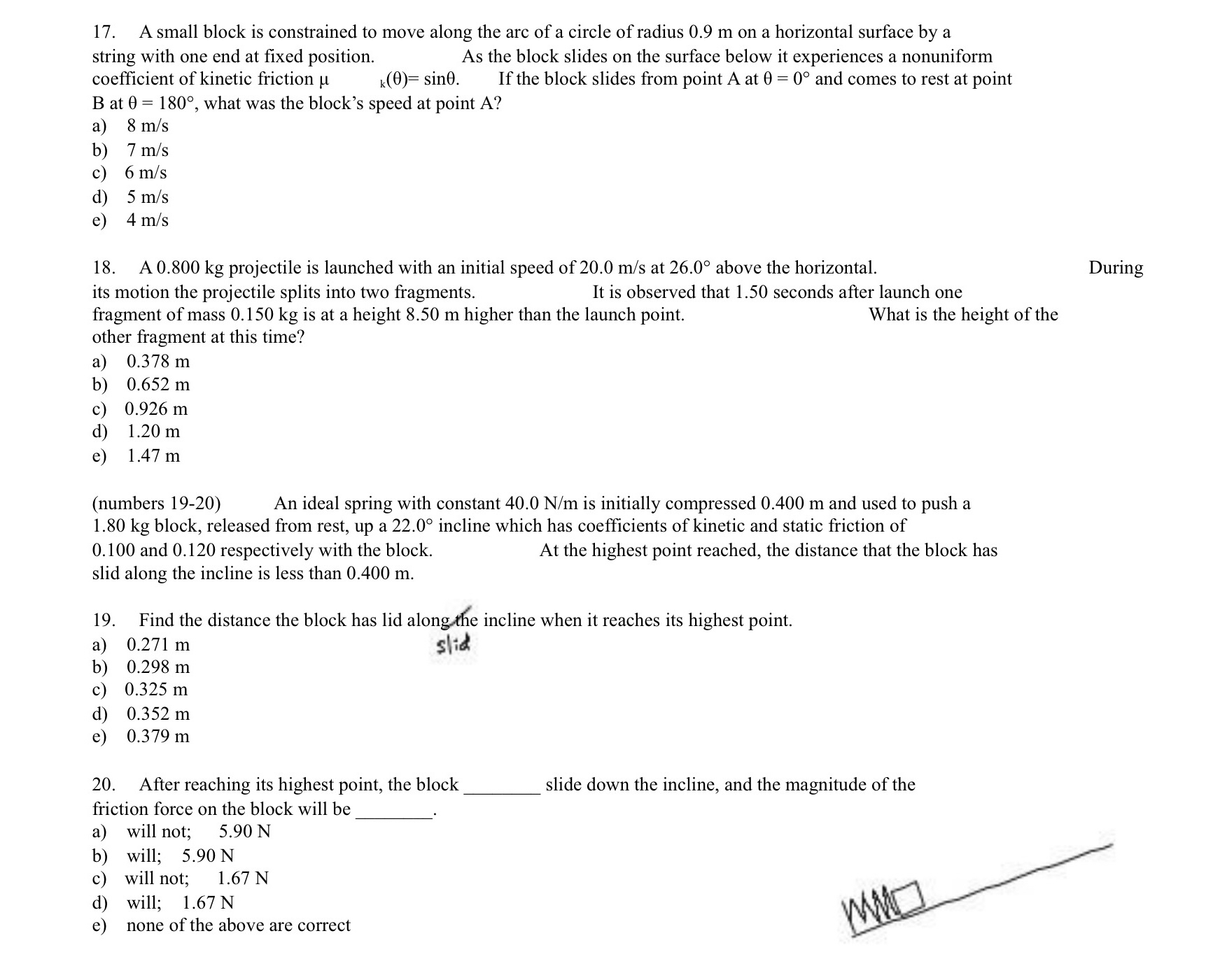 Solved A small block is constrained to move along the arc of | Chegg.com