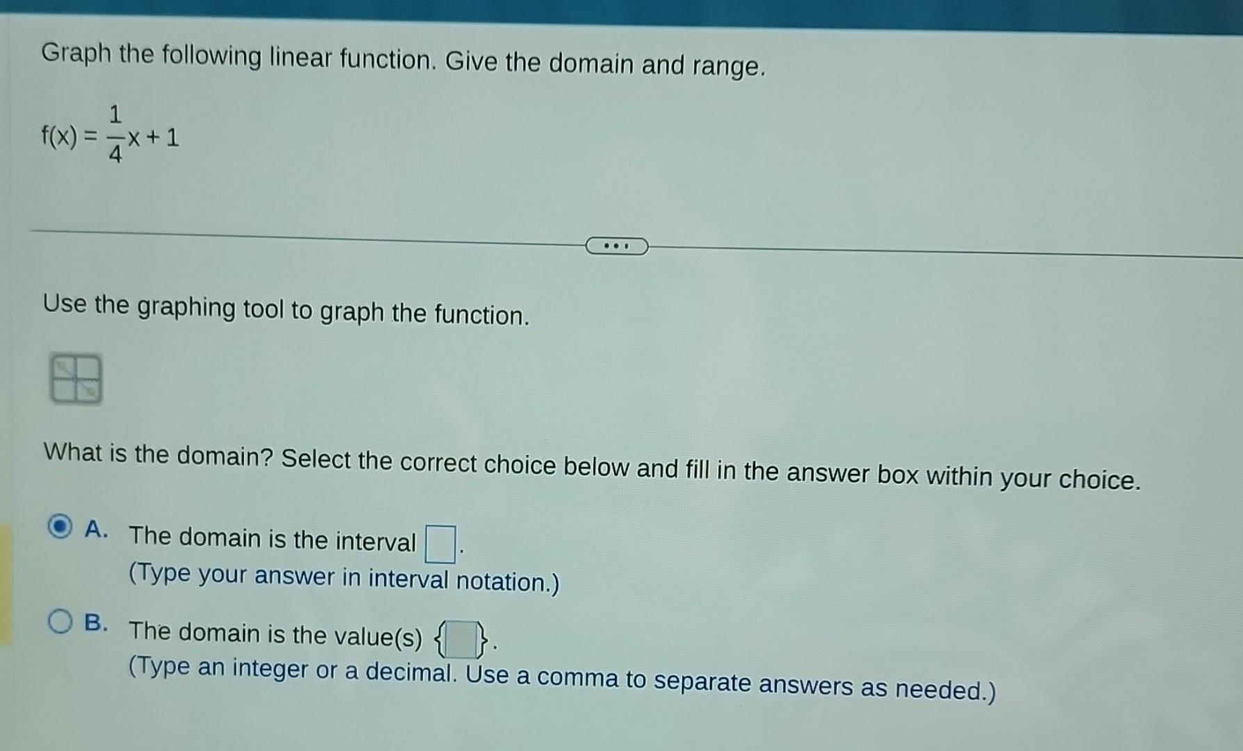 Solved Graph the following linear function. Give the domain | Chegg.com