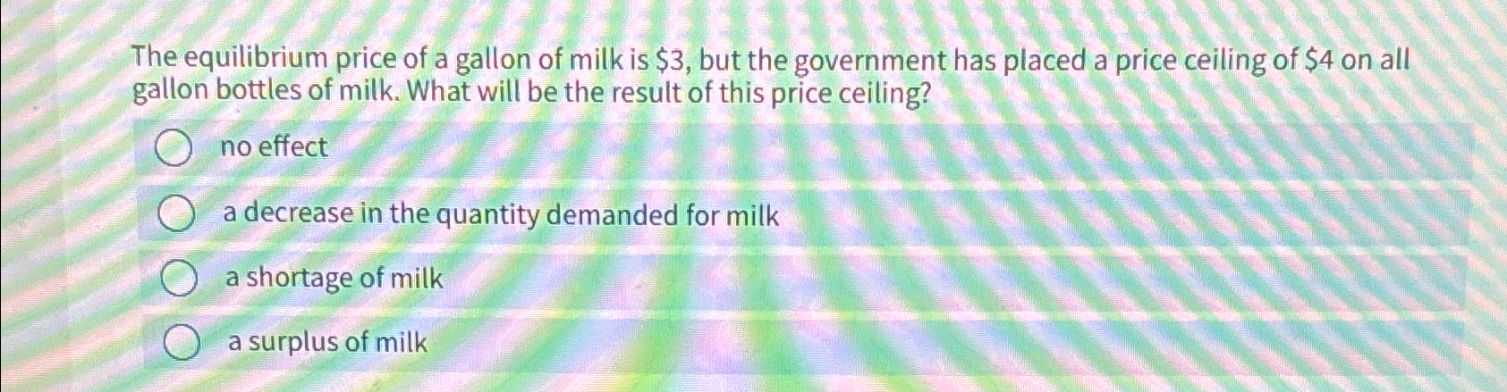 Solved The equilibrium price of a gallon of milk is $3, ﻿but | Chegg.com