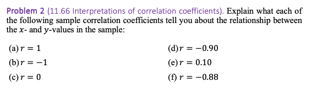 Solved Problem 2 (11.66 ﻿Interpretations of correlation | Chegg.com