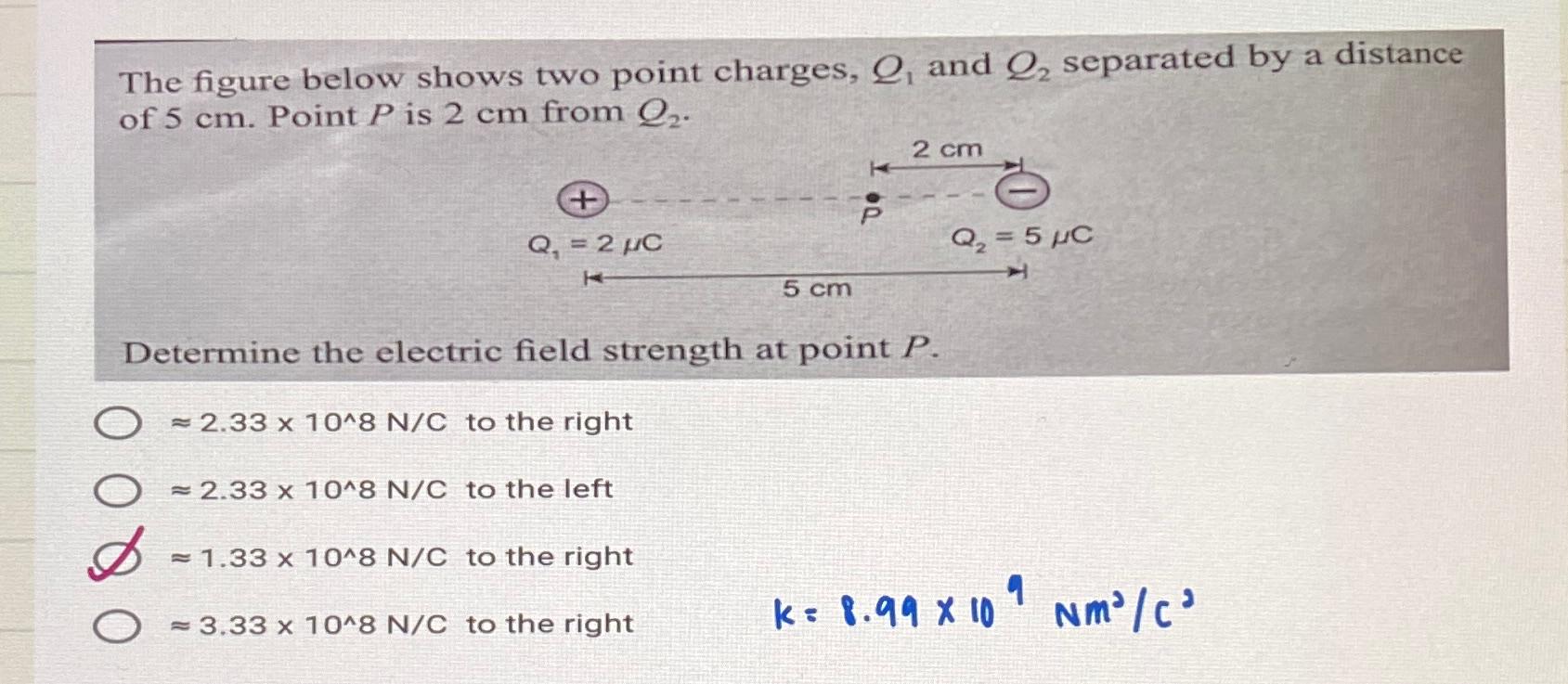 Solved The figure below shows two point charges, Q1 ﻿and Q2 | Chegg.com
