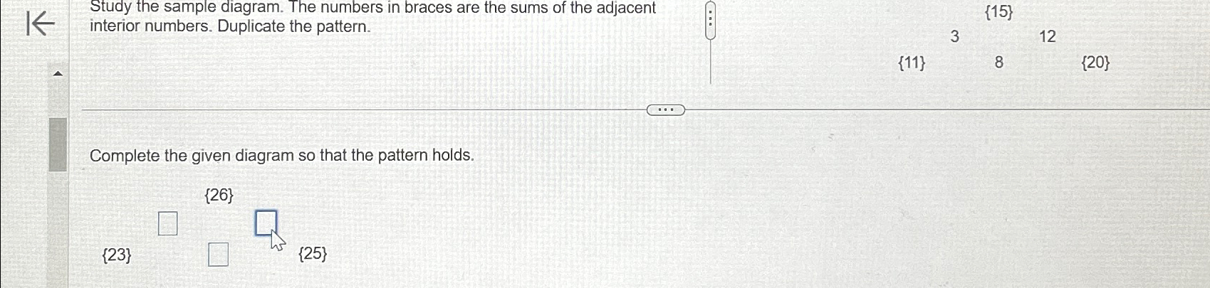 Study the sample diagram. The numbers in braces are | Chegg.com