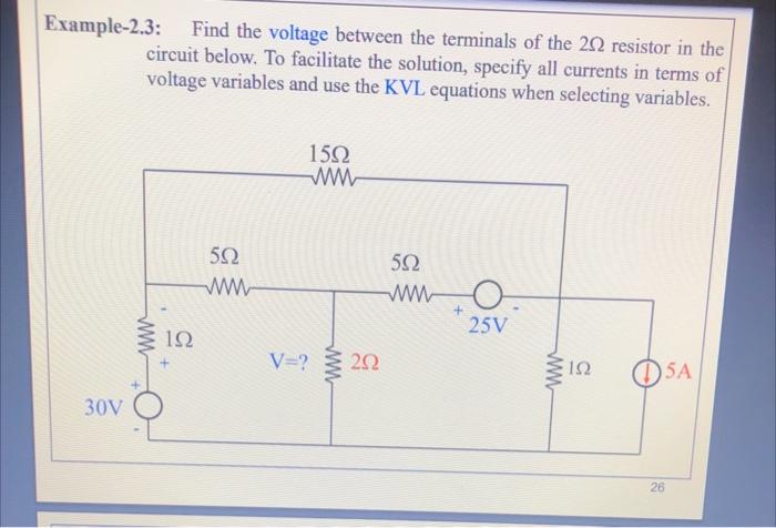 Solved Example-2.3: Find the voltage between the terminals | Chegg.com