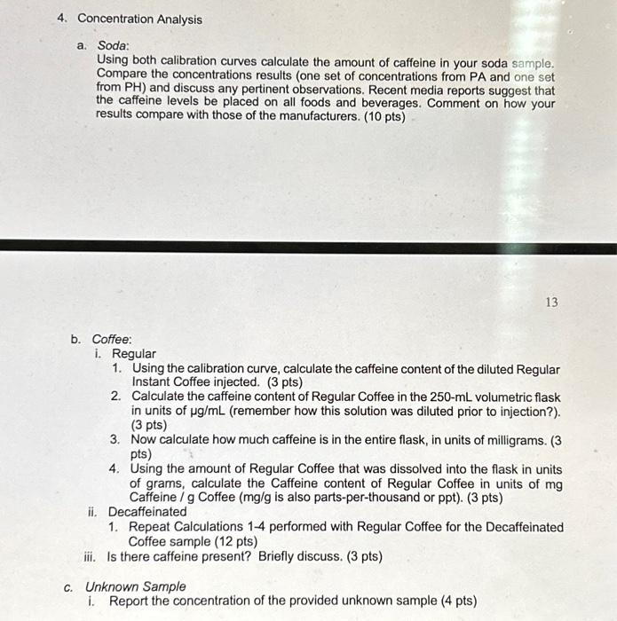 Solved 4. Concentration Analysis a. Soda: Using both | Chegg.com