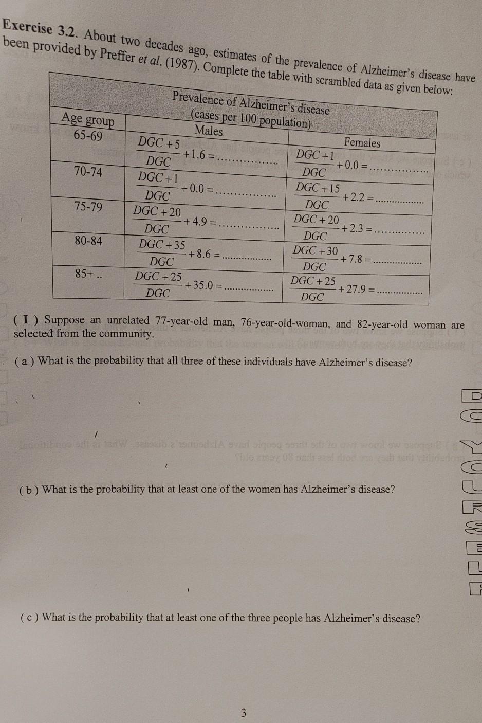 Solved Exercise 3.2. About two decades ago, estimates of the | Chegg.com