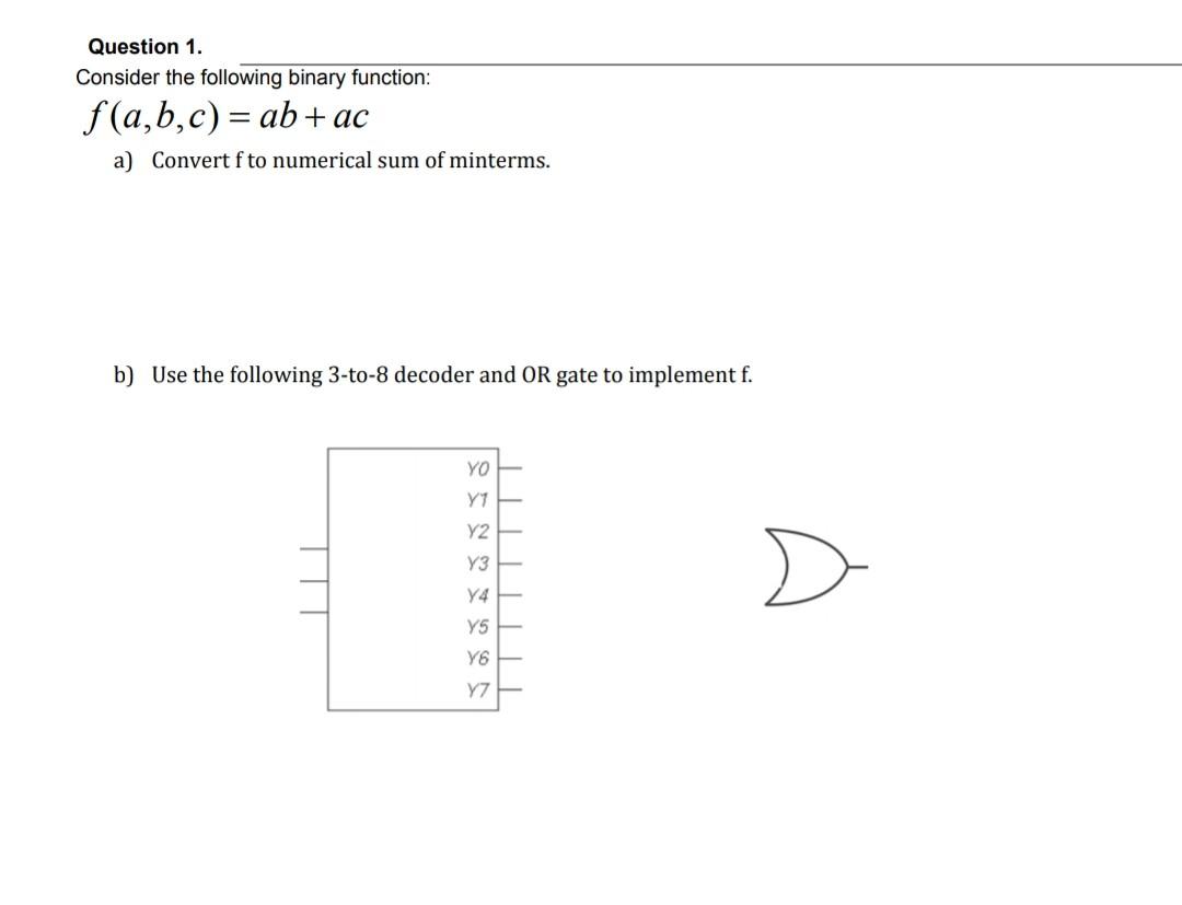 Solved Question 1. Consider the following binary function: | Chegg.com