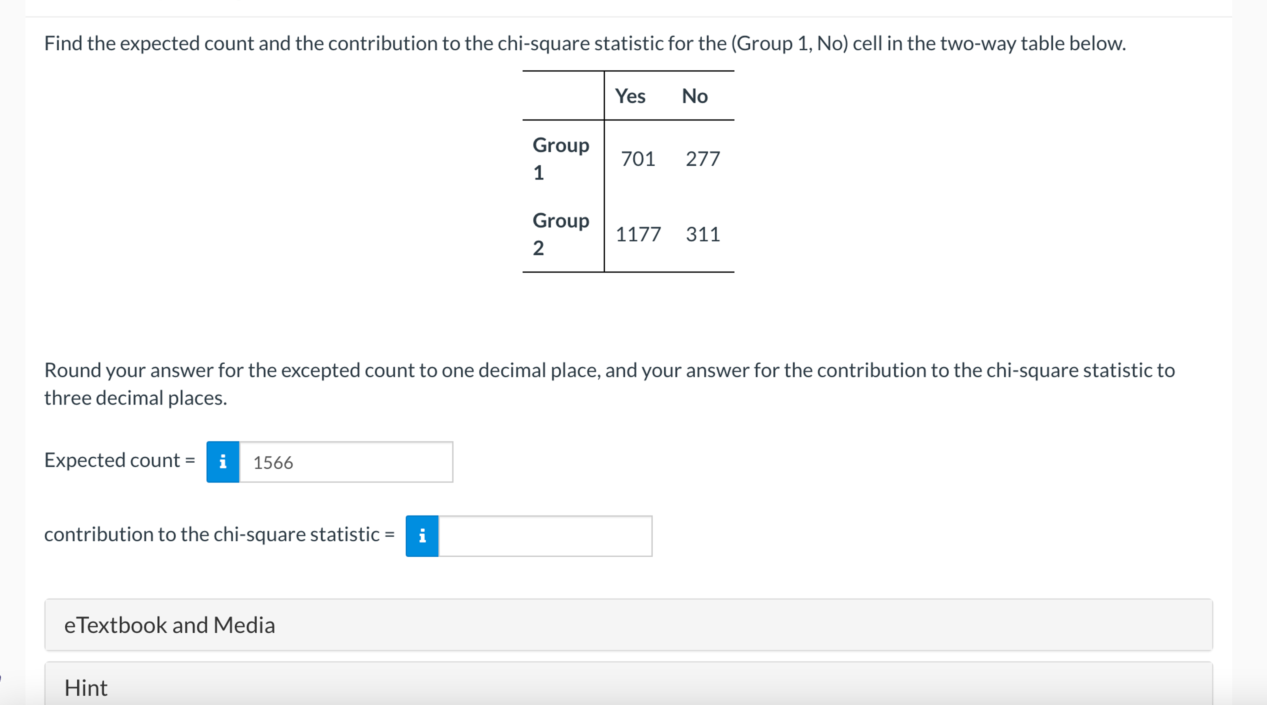 Solved Find the expected count and the contribution to the | Chegg.com