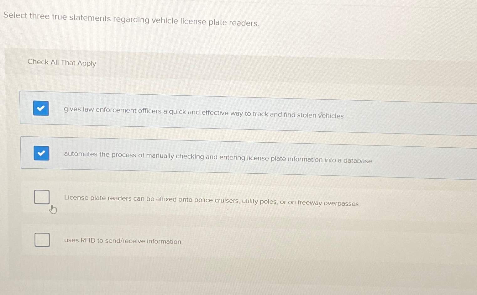 Solved Select three true statements regarding vehicle | Chegg.com