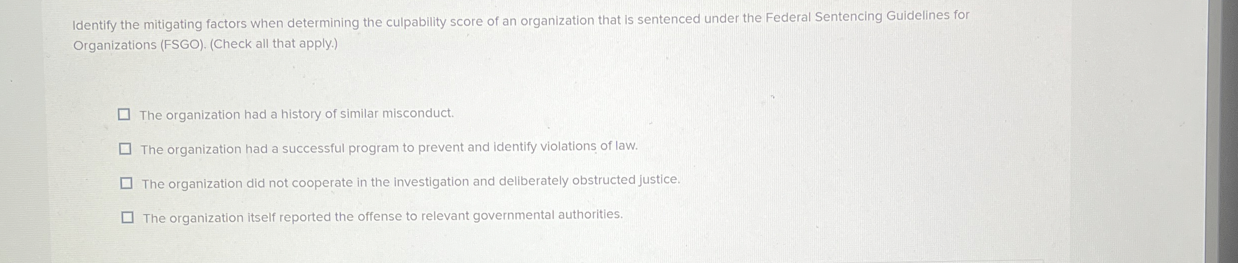 Solved Identify the mitigating factors when determining the | Chegg.com