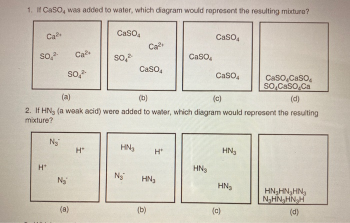 Solved 1. If CaSO4 was added to water, which diagram would | Chegg.com