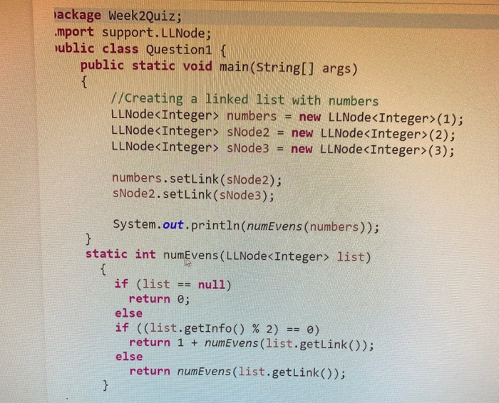 Solved vackage Week2Quiz; .mport support. LLNode; Jublic | Chegg.com