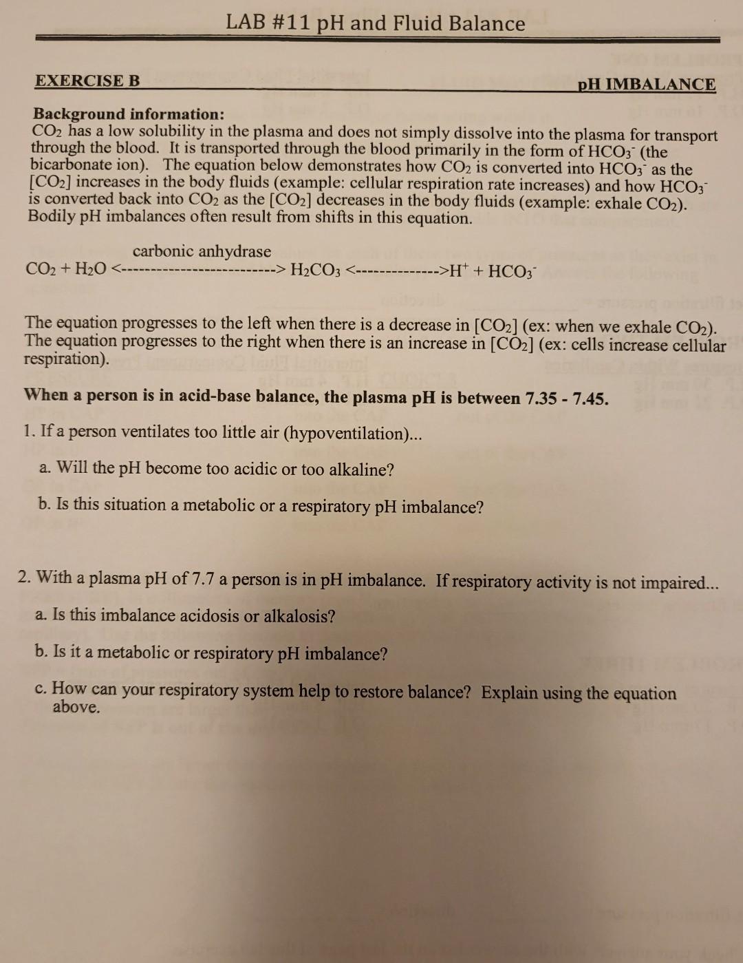 Solved Background information: CO2 has a low solubility in | Chegg.com