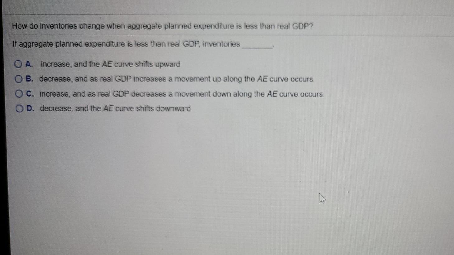 Solved How do inventories change when aggregate planned | Chegg.com