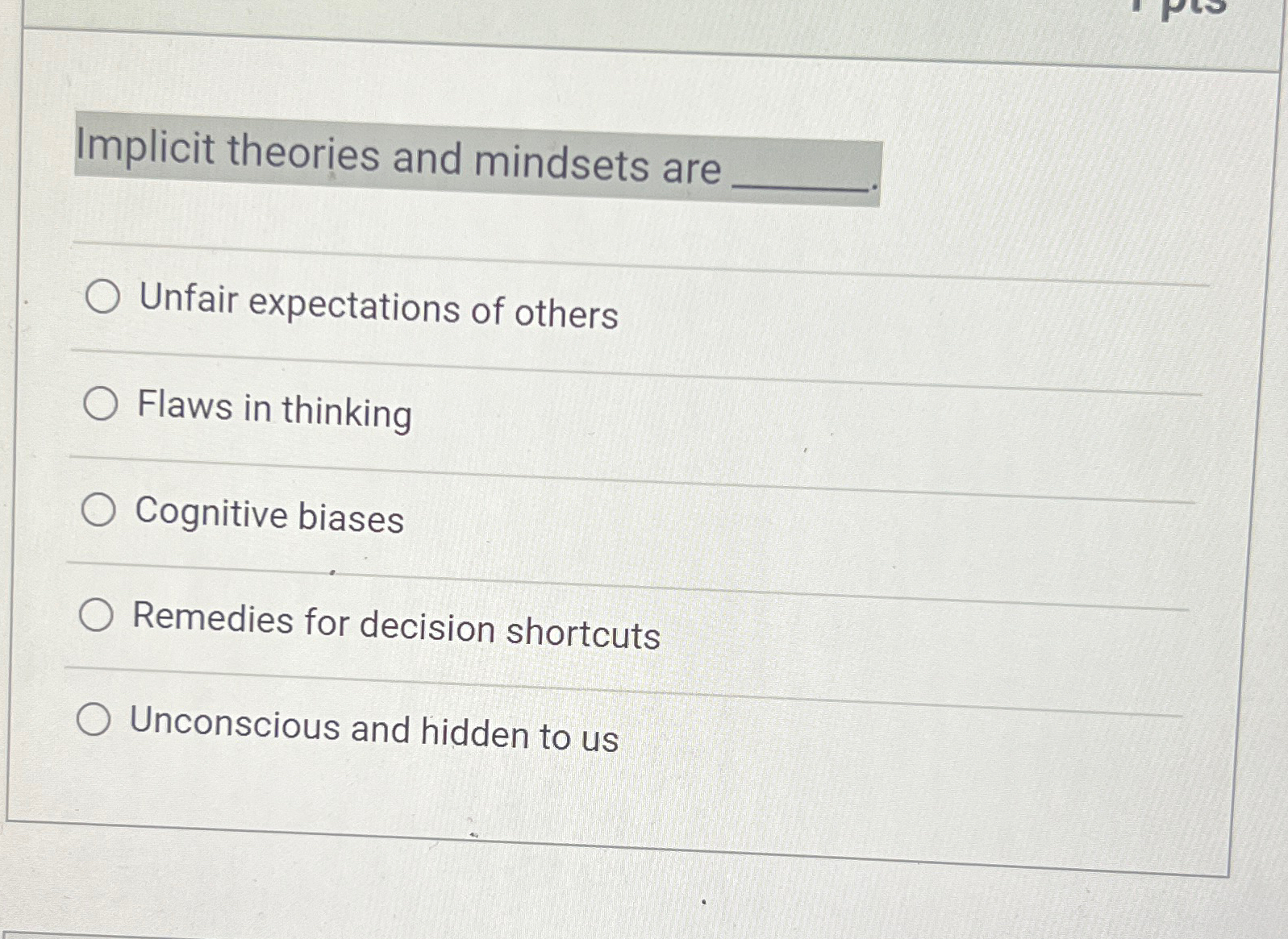 Solved Implicit theories and mindsets areUnfair expectations | Chegg.com