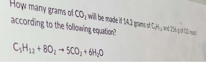 Solved How many grams of CO2 will be made if 14.2 grams of | Chegg.com