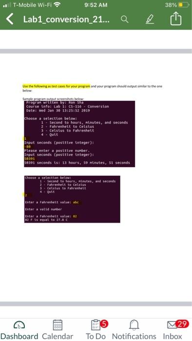 Solved please help me.the lab 1:Lab1: Conversion CS-116 2021 | Chegg.com