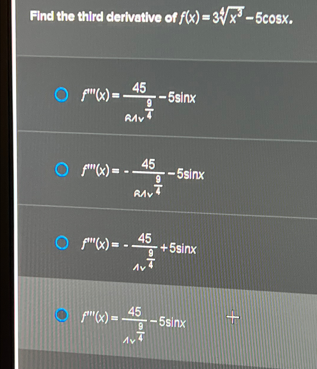 Solved Find the third derivative of | Chegg.com