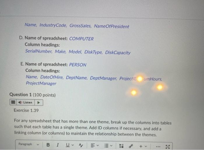 Solved he following spreadsheets form a set of named | Chegg.com