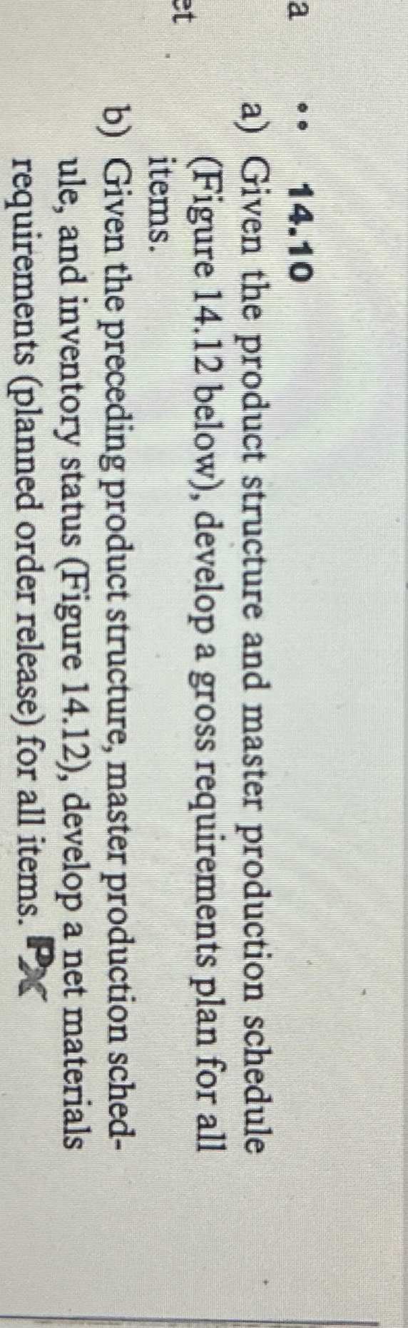 Solved a ,14.10a) ﻿Given the product structure and master | Chegg.com