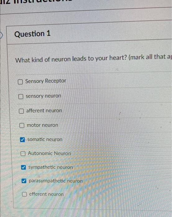 Solved What kind of neuron leads to your heart? (mark all | Chegg.com