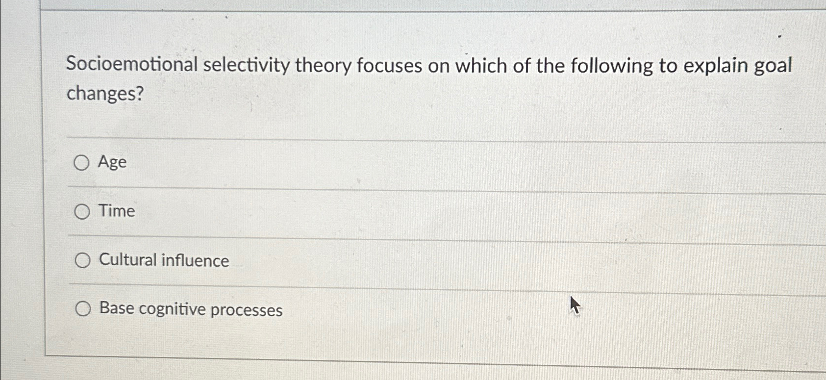 Solved Socioemotional selectivity theory focuses on which of | Chegg.com