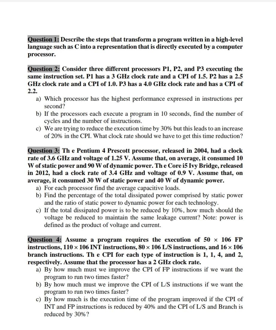 Solved Question 1: Describe the steps that transform a | Chegg.com