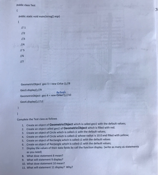 Solved Geometricoblect -color:string -filled: Boolean | Chegg.com
